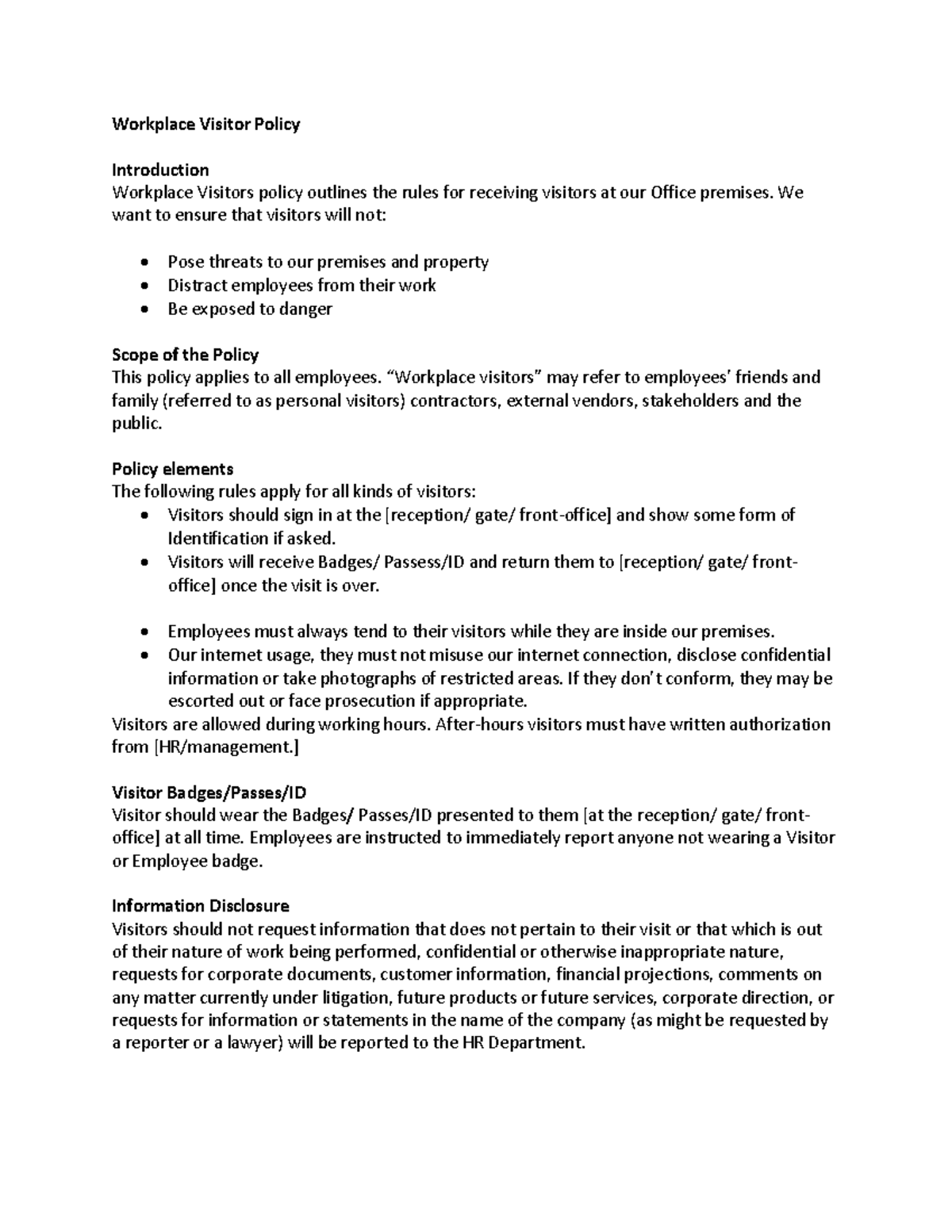 Workplace-Visitor-Policy as when outsiders visit company areas what all ...