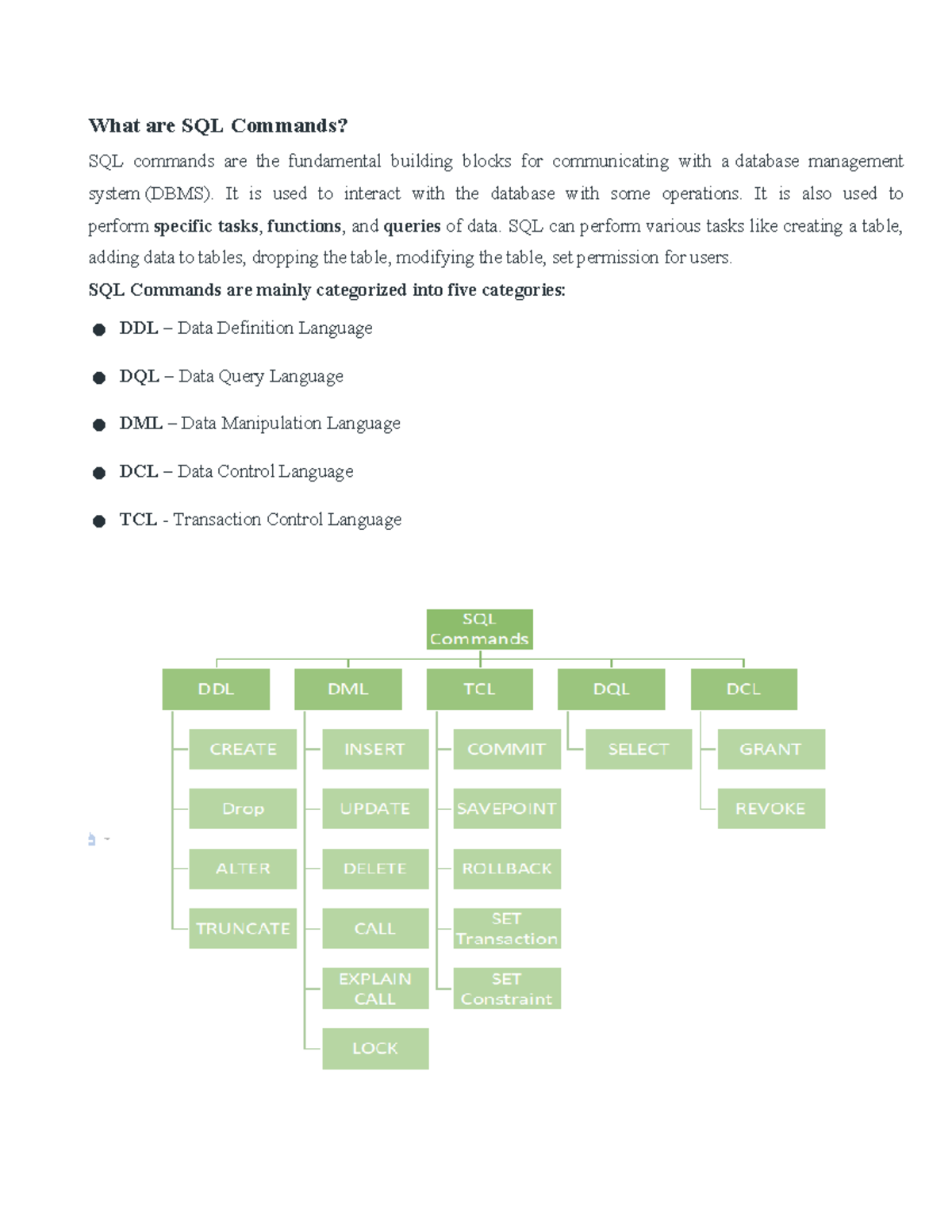 SQL Commands Overview: Types and Functions Explained - Studocu