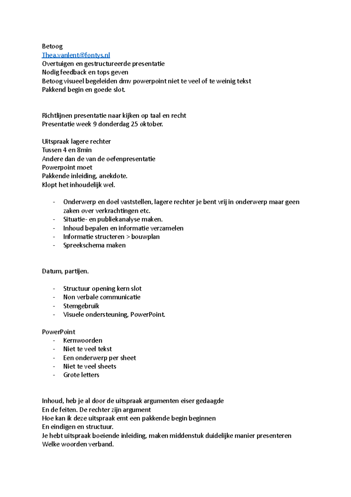 Betoog mondeling - Betoog Thea@fontys Overtuigen en gestructureerde ...