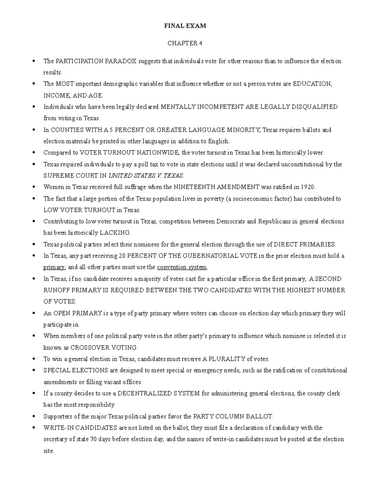 GOVT 301 Final Exam Review: Key Concepts from Chapters 4 & 5 - Studocu
