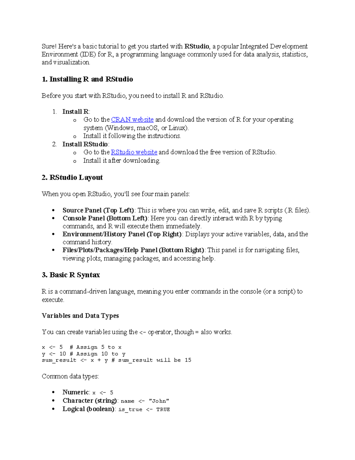 6. Introducing R studio - Sure! Here's a basic tutorial to get you ...