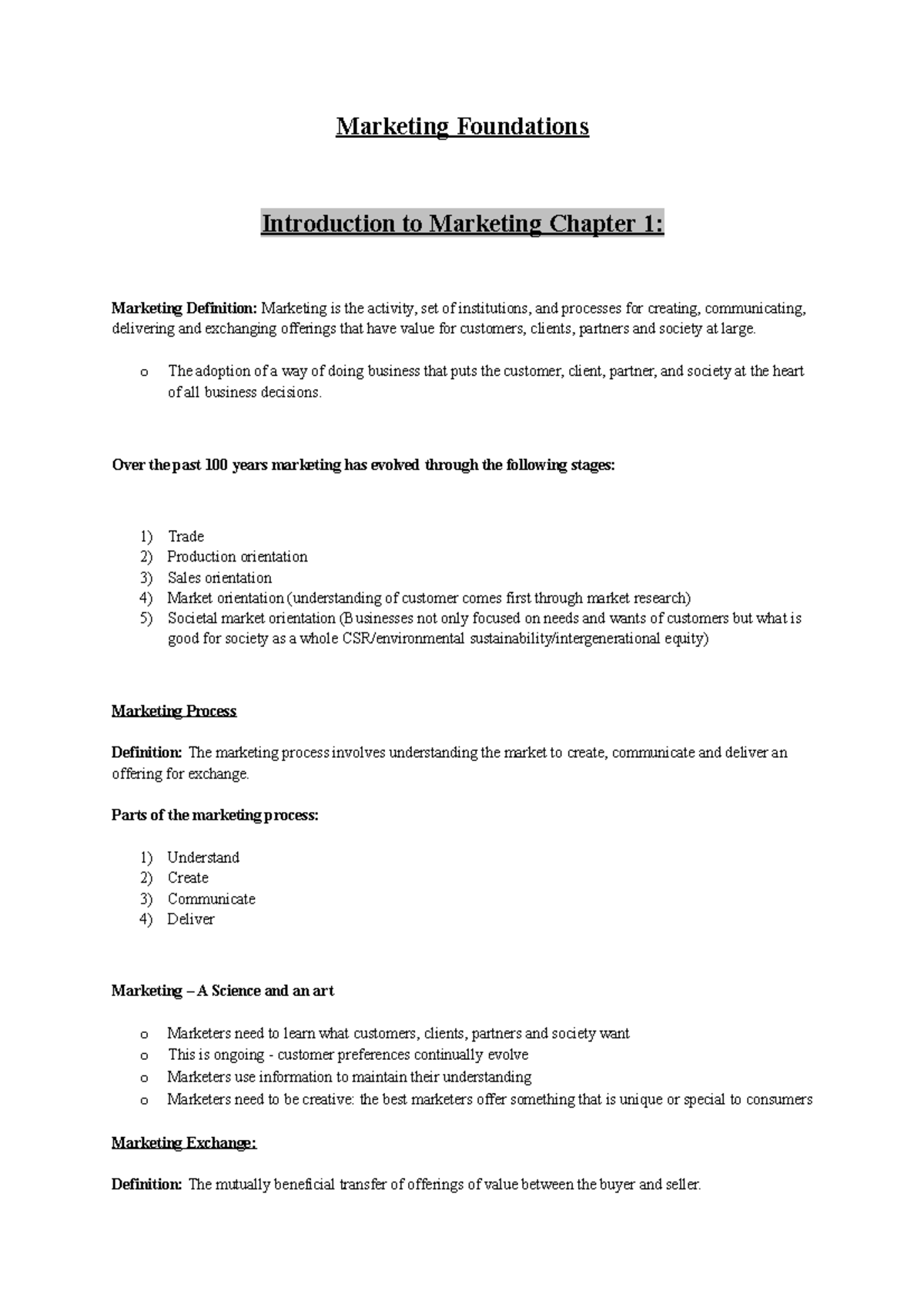 Marketing Foundations Study Notes: Key Concepts & Strategies - Studocu