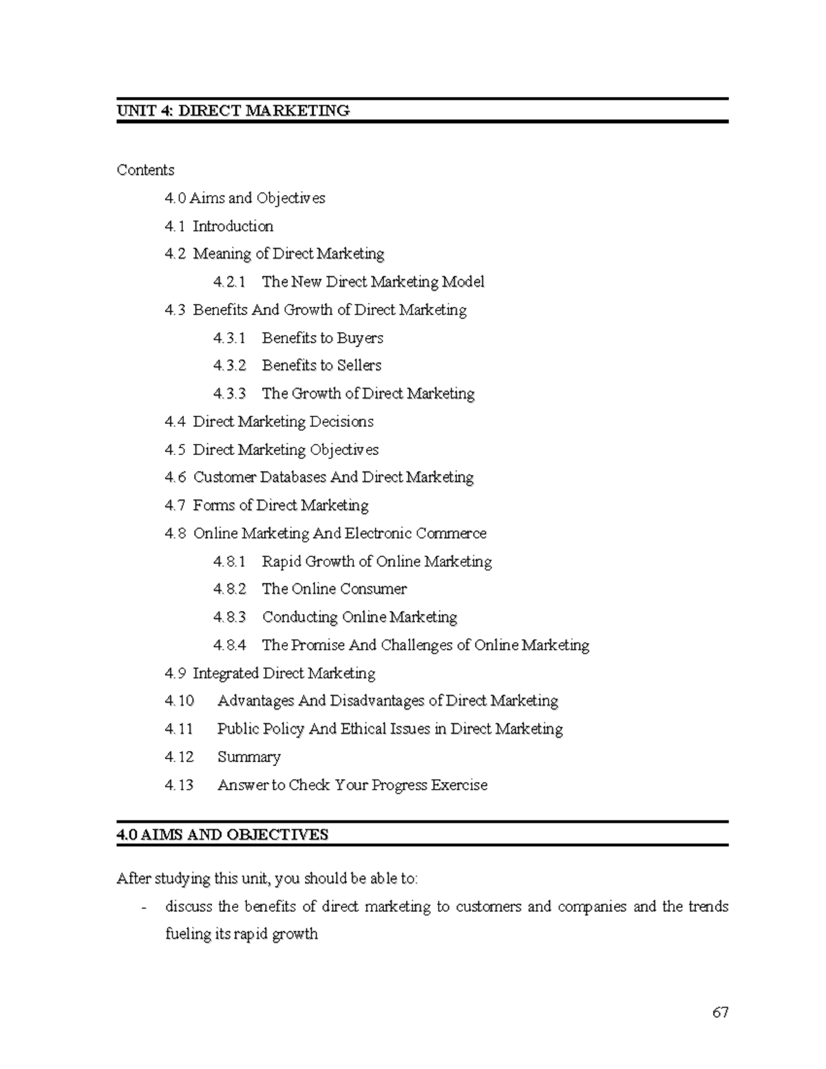Unit 4: Direct Marketing Strategies and Benefits Analysis - Studocu