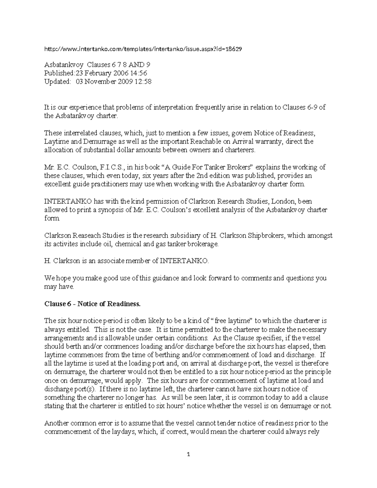 52759496 Asbatankvoy Clauses 6 7 8 AND 9 - intertanko/templates ...
