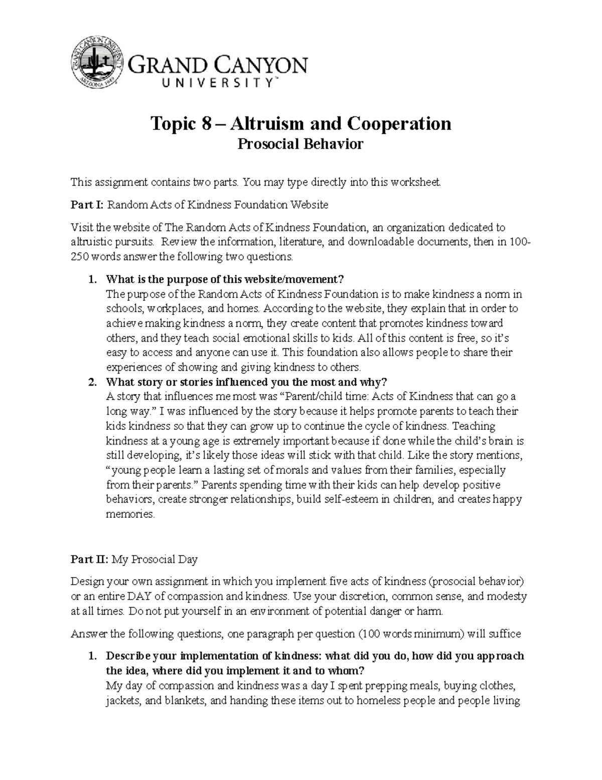 PSY-362 - Altruism and Cooperation Worksheet: Prosocial Behavior ...