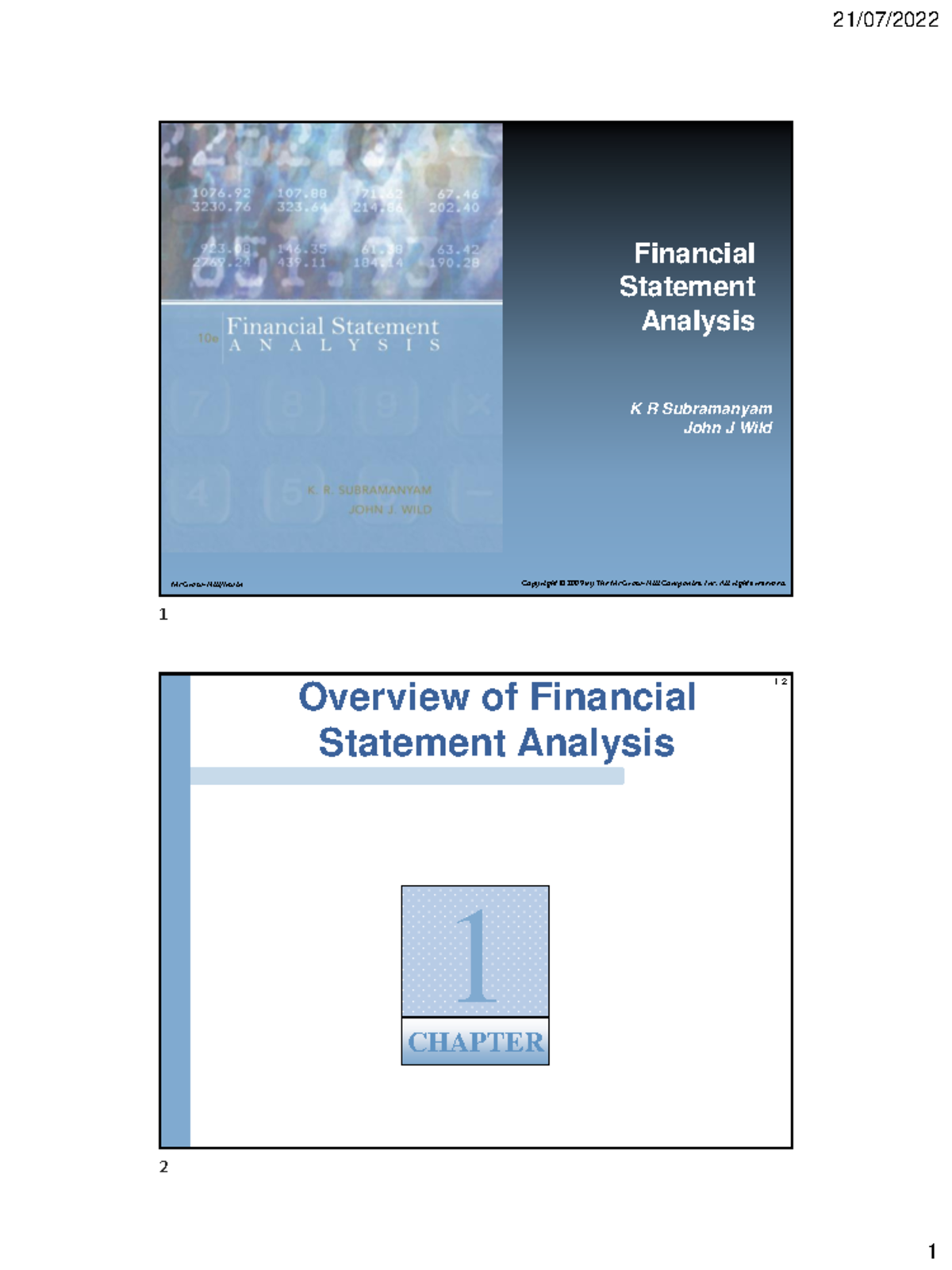 Financial Statement Analysis: Chapter 1 Overview (BBS) - Studocu