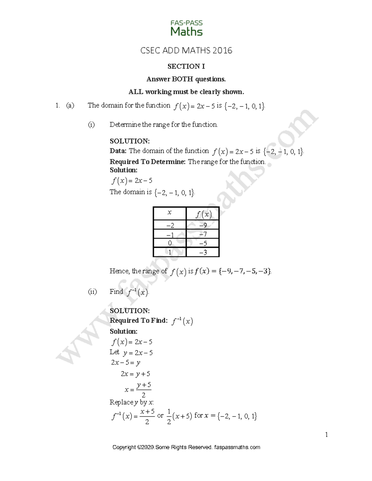 CSEC ADD Maths 2016: Solution Strategies & Graph Sketching - Studocu