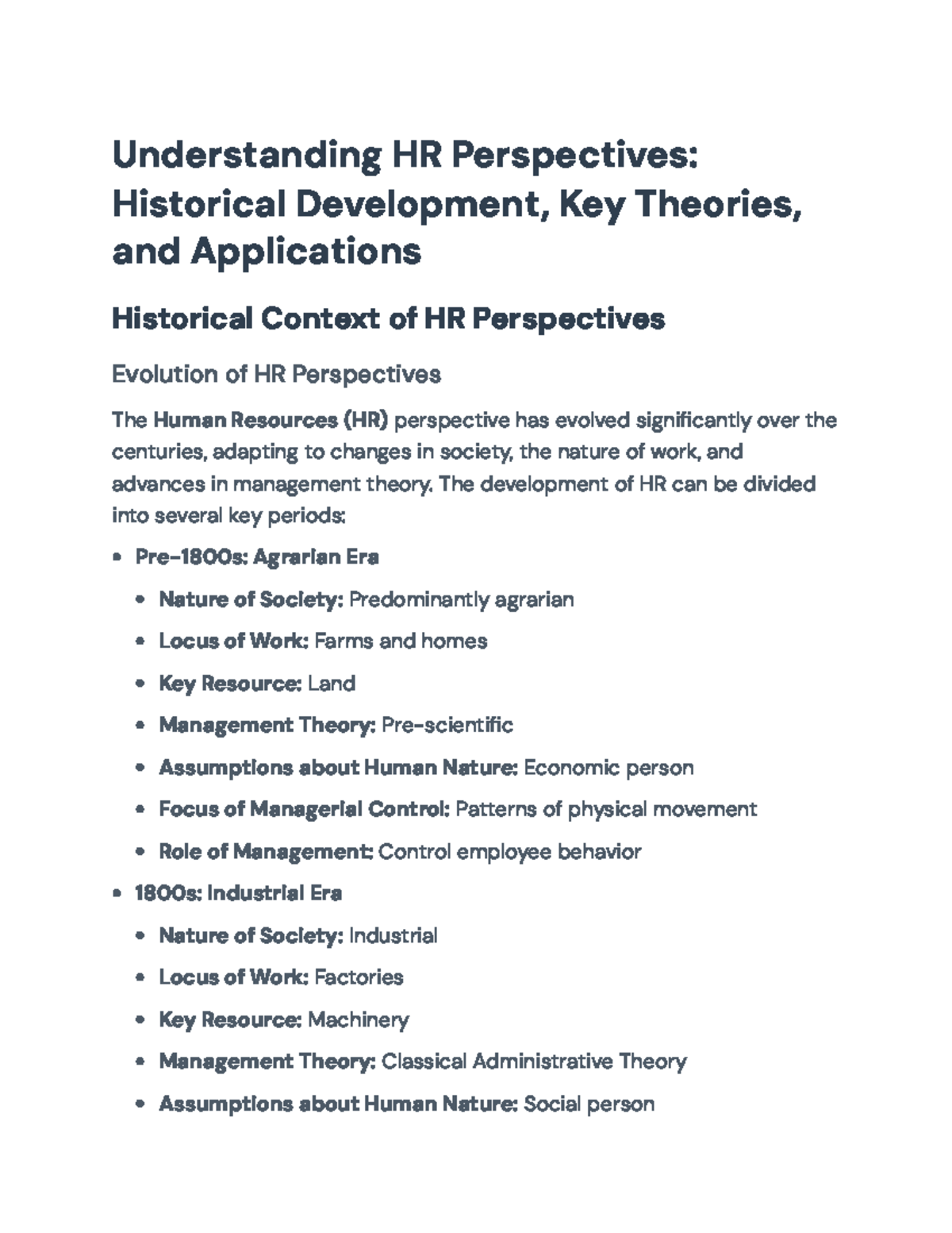 Understanding HR Perspectives: Historical Evolution and Key Theories ...