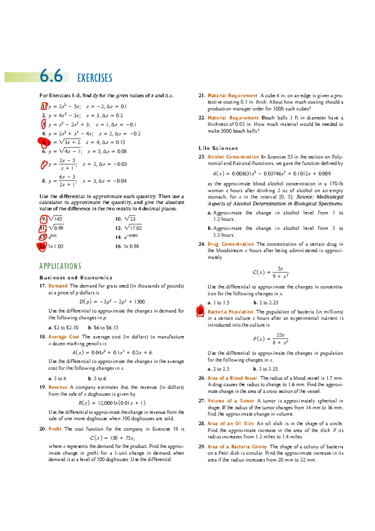 348 MATH 7.6 CHAPTER 6: Applications of the Derivative Exercises - Studocu