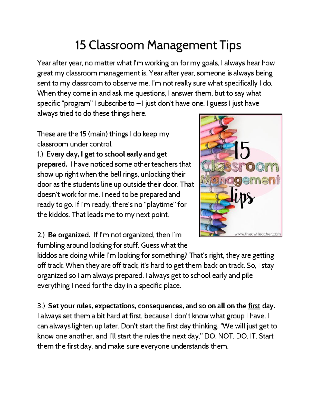 Hannah Murphy - 15 Essential Classroom Management Tips - Studocu