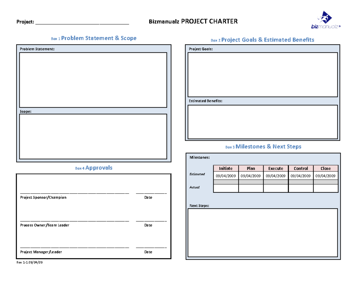 Project-charter - Project Charter Template - Project