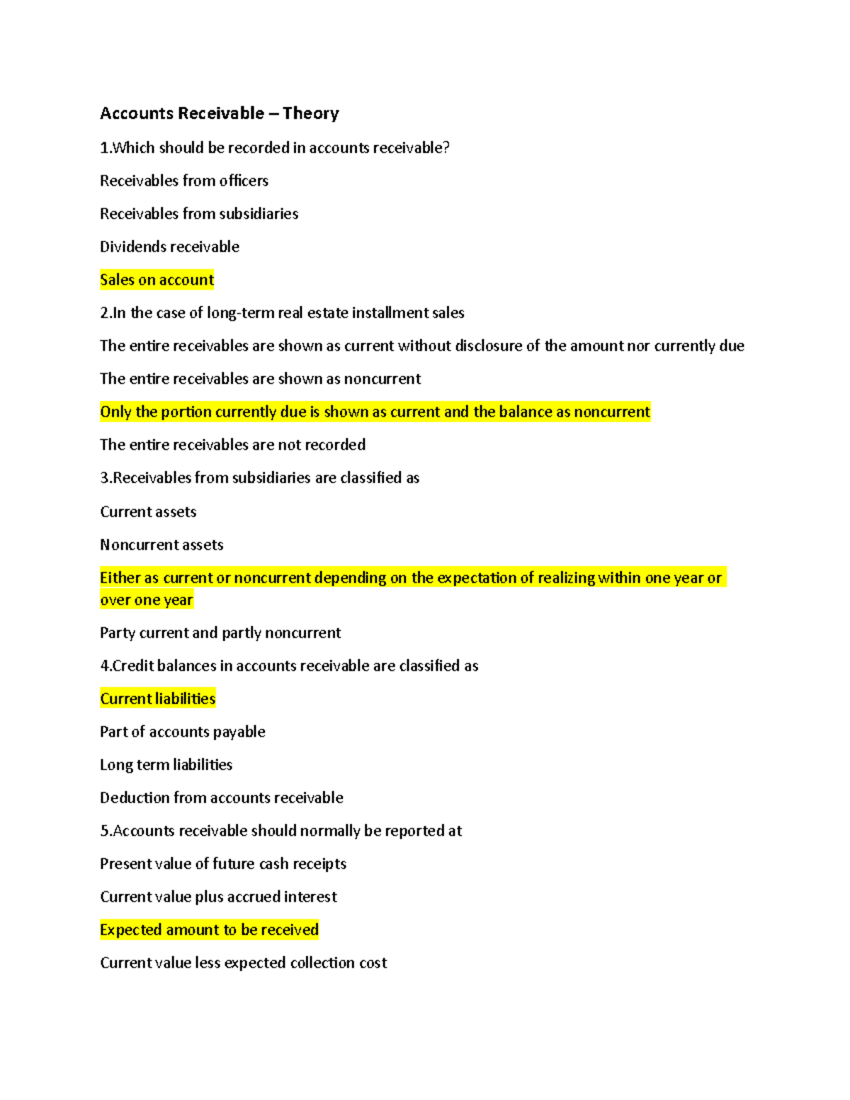 Accounts Receivable Theory - Key Concepts and Principles Study Guide - Studocu