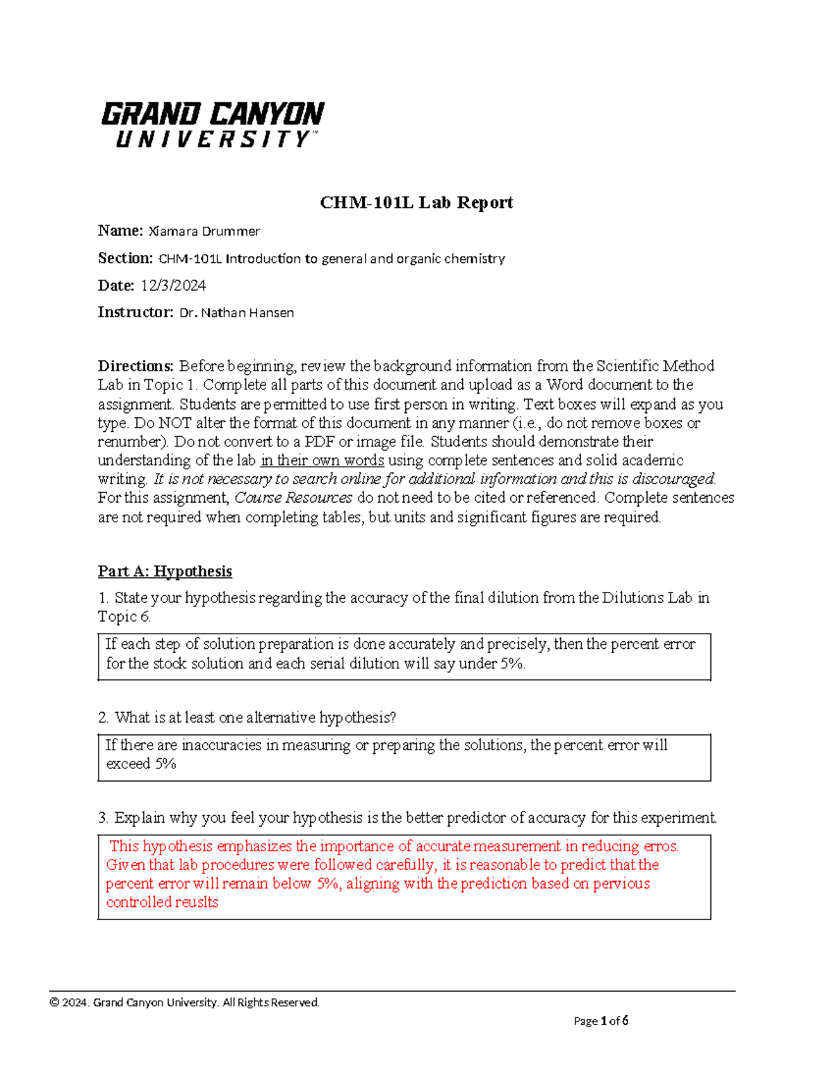 CHM 101L RS T7 Lab Report on Dilution Accuracy and Techniques - Studocu