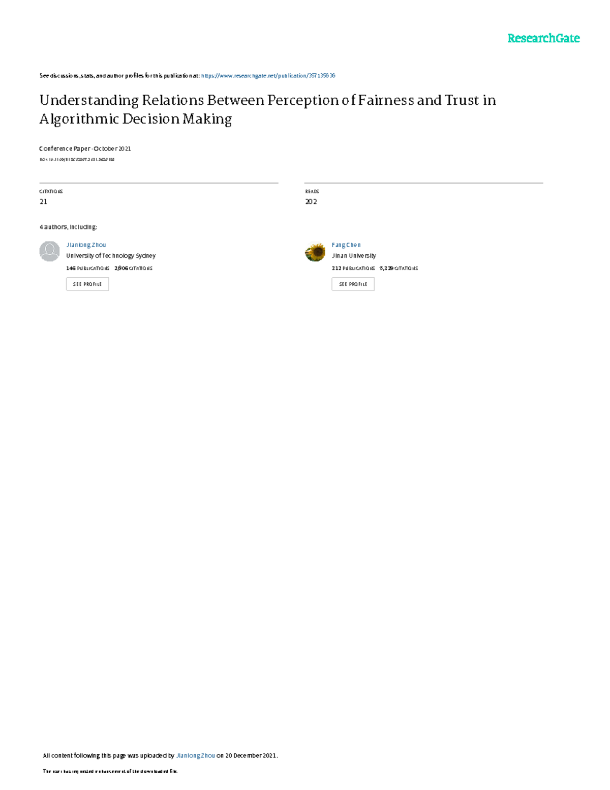 Understanding Fairness Perception and Trust in Algorithmic Decisions BESC2021 - Studocu