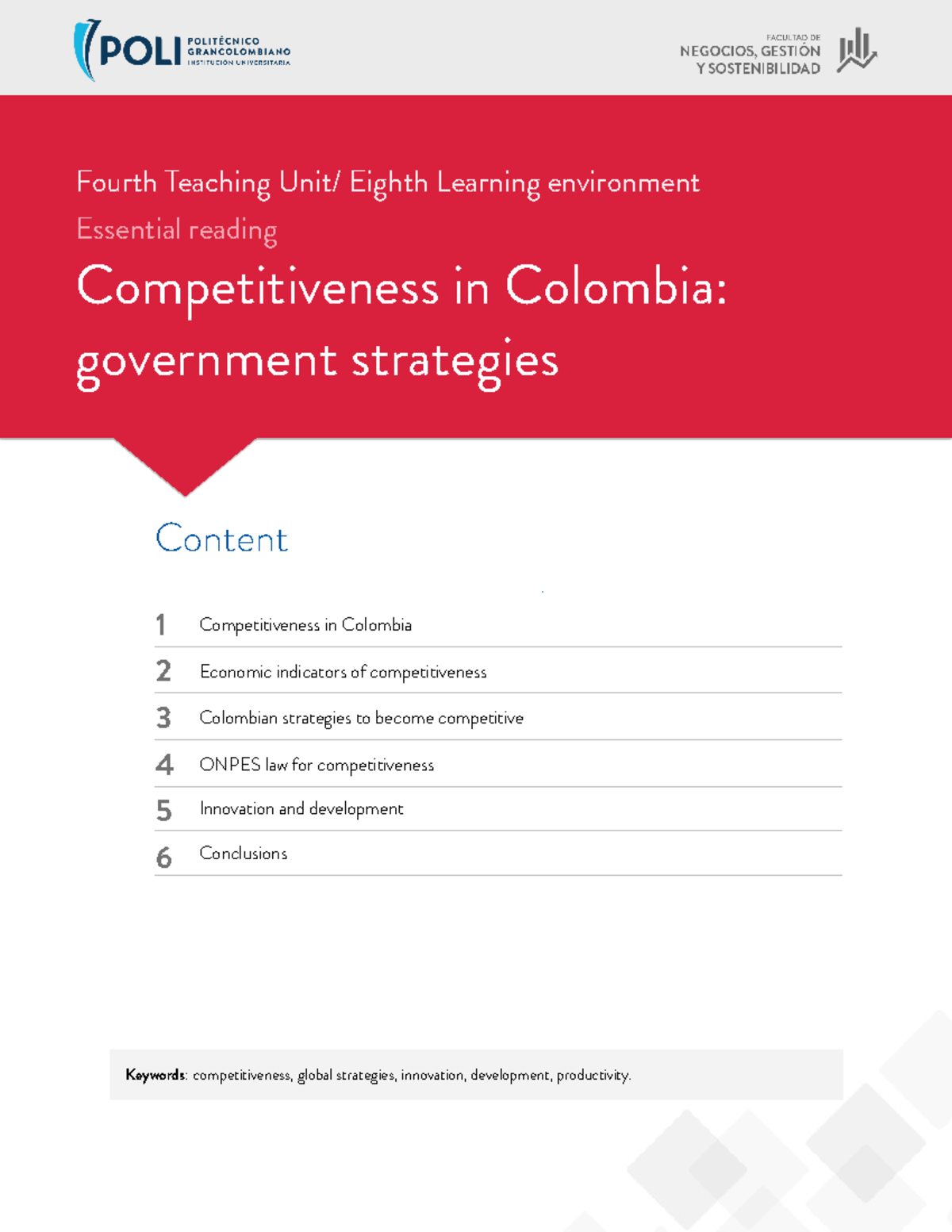 COMPETITIVENESS STRATEGIES IN COLOMBIA - GLOBALIZATION 101 - Studocu
