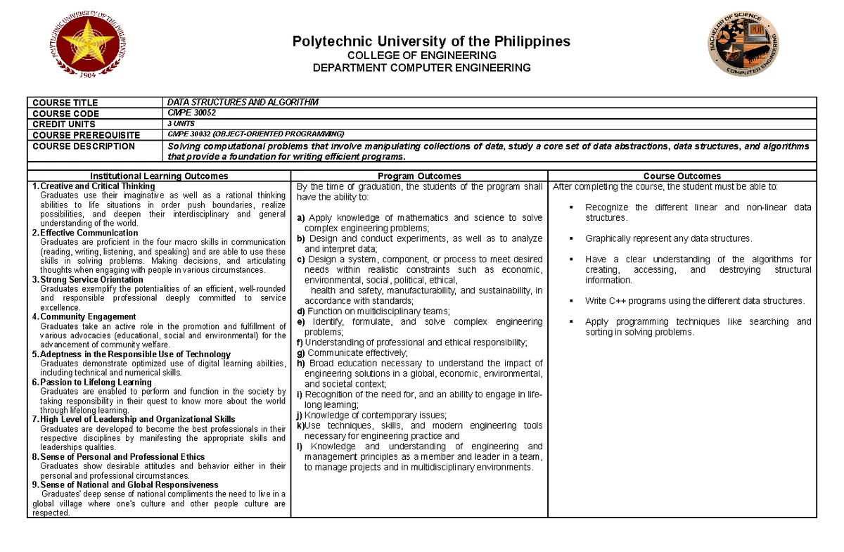 Data Structure Algorithm Polytechnic University Of The Philippines Data Structure Midterm Exam