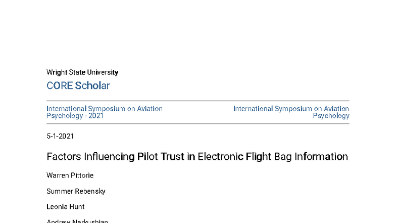 Factors Influencing Pilot Trust in Electronic Flight Bag Informat ...