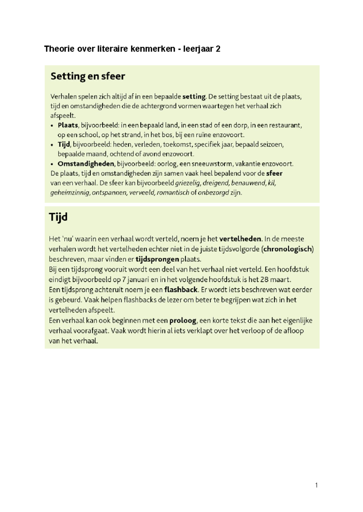 Theorie Literaire Kenmerken - Hoofdstuk 2, Versie 2 - Studeersnel