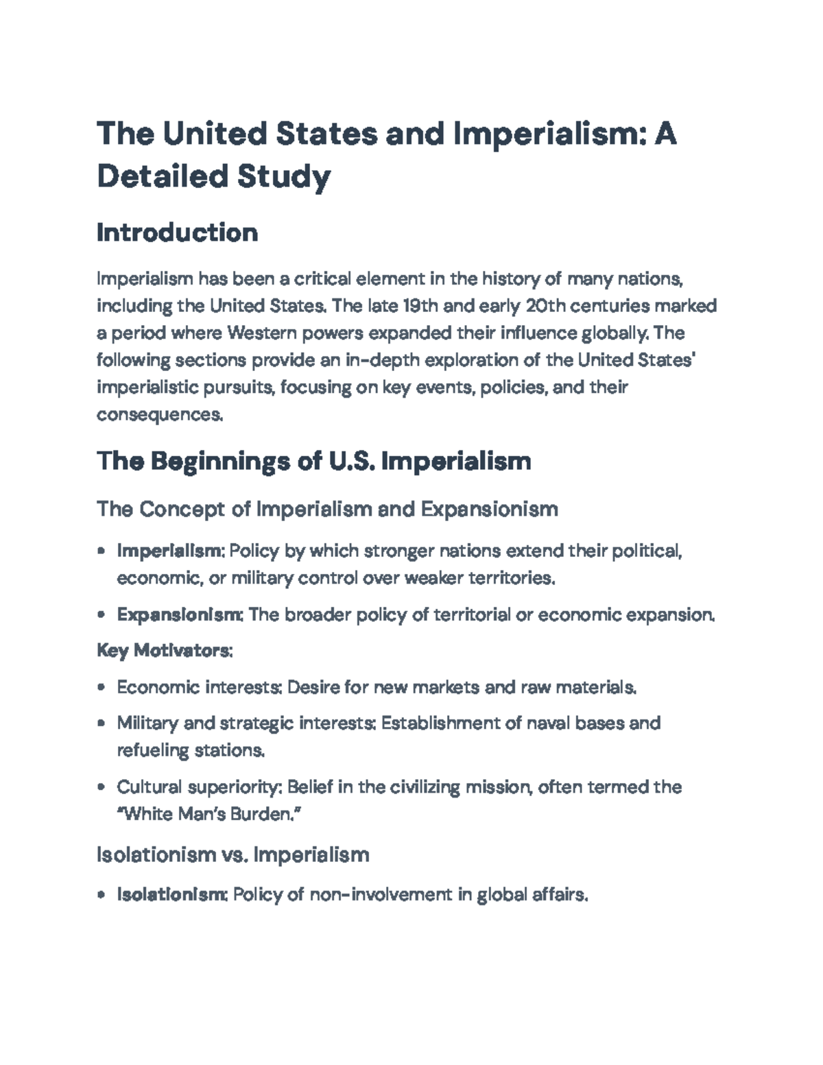 U.S. Imperialism: Key Events and Policies (HIST 101) - The United ...