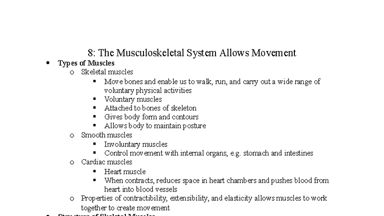 Chapter 8: The Musculoskeletal System and Muscle Types - Studocu