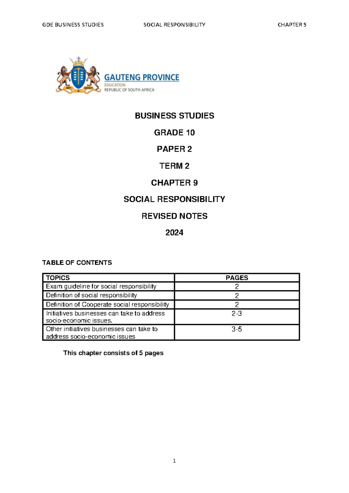 Industrial Regions in South Africa: Insights and Challenges (NCS 2019) - Studocu