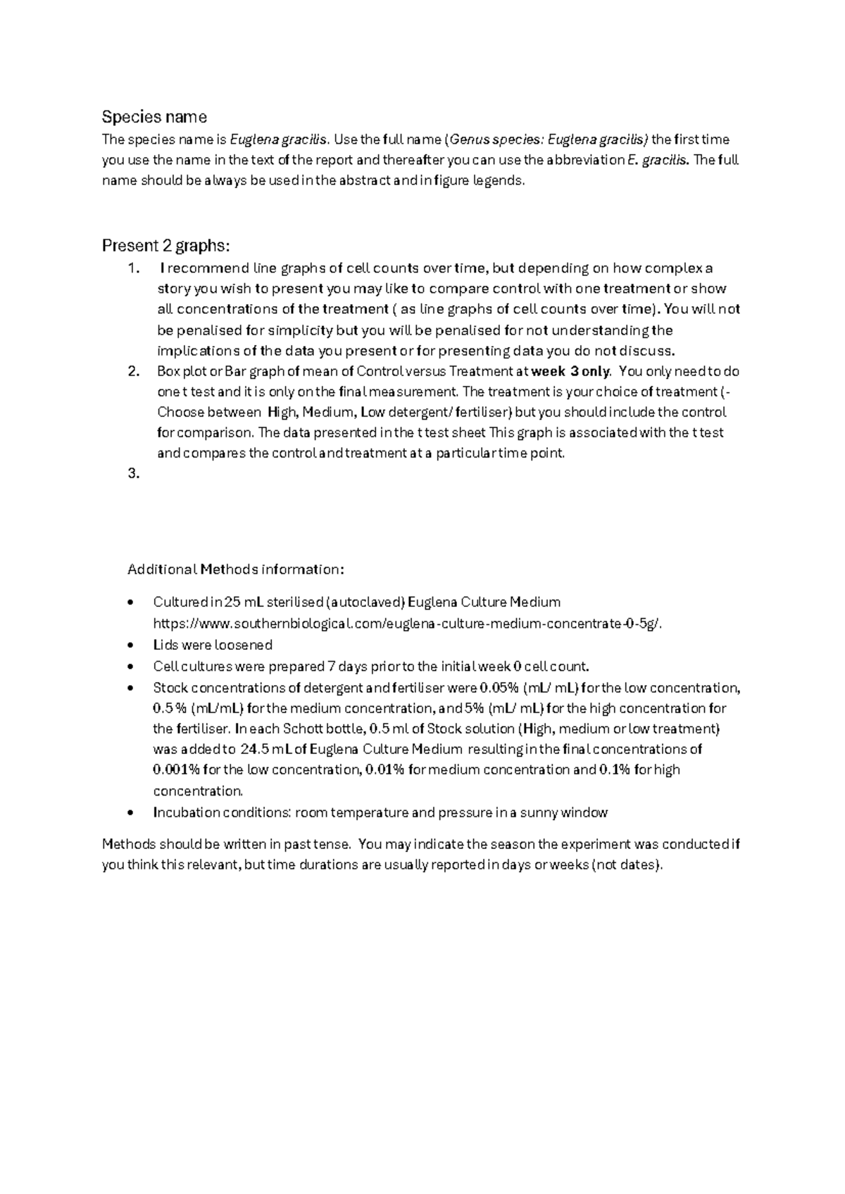 Euglena gracilis Study: Summary Notes on Class Lectures - Studocu