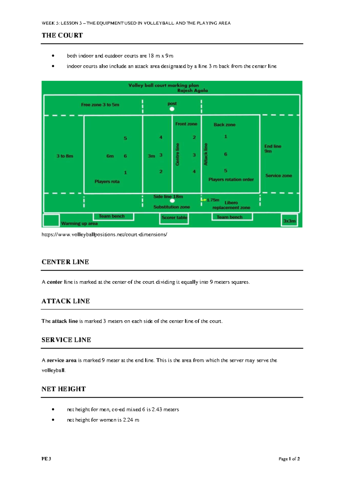 Physical Education - WEEK 5: LESSON 3 – THE EQUIPMENT USED IN ...