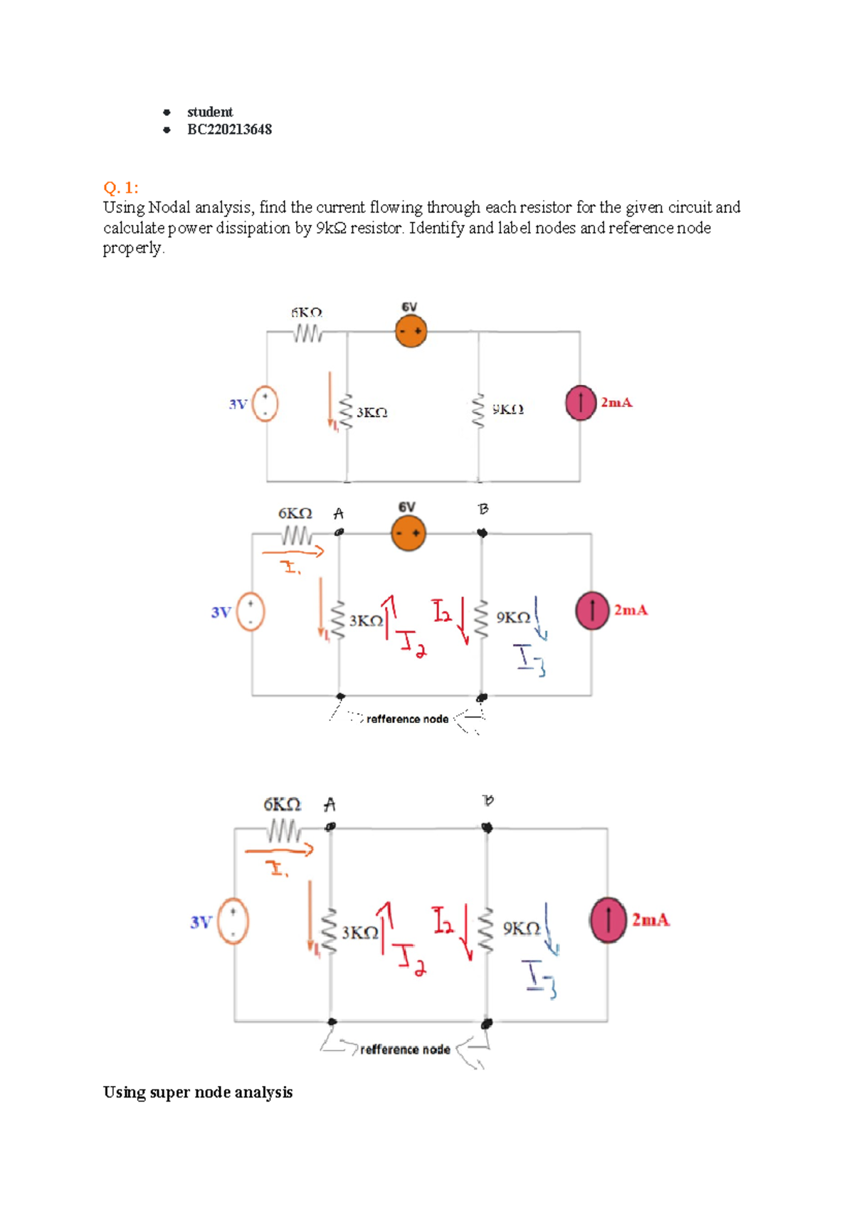 Phy301-Assignment 2 - Assigment no 2 of physics 301 circuit theory - student BC Q. 1: Using ...