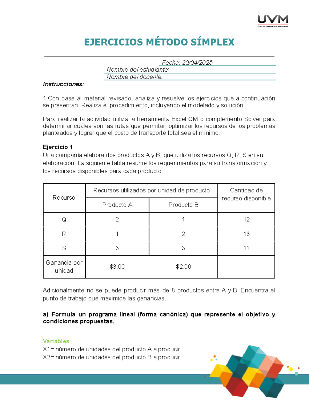 Ejercicios Método Simplex - A4 - Studocu