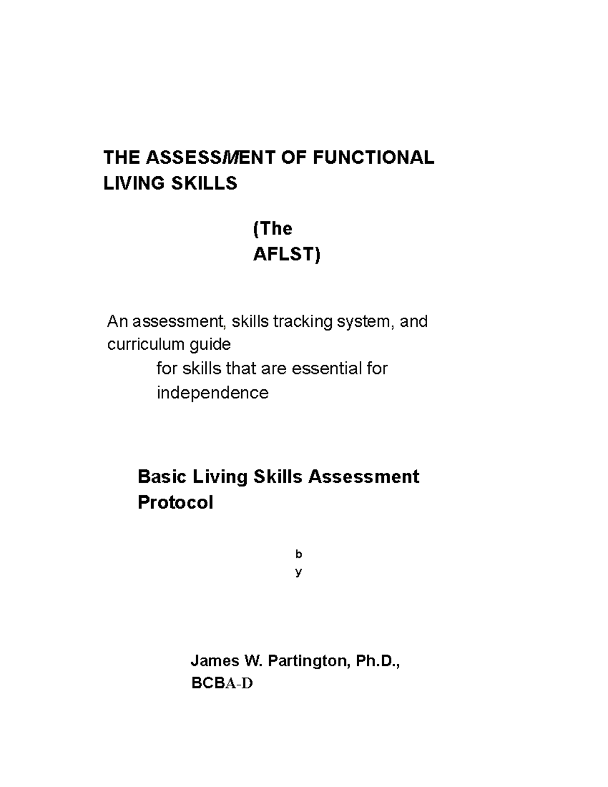 AFLS 3: Basic Living Skills Assessment Protocol Overview - Studocu