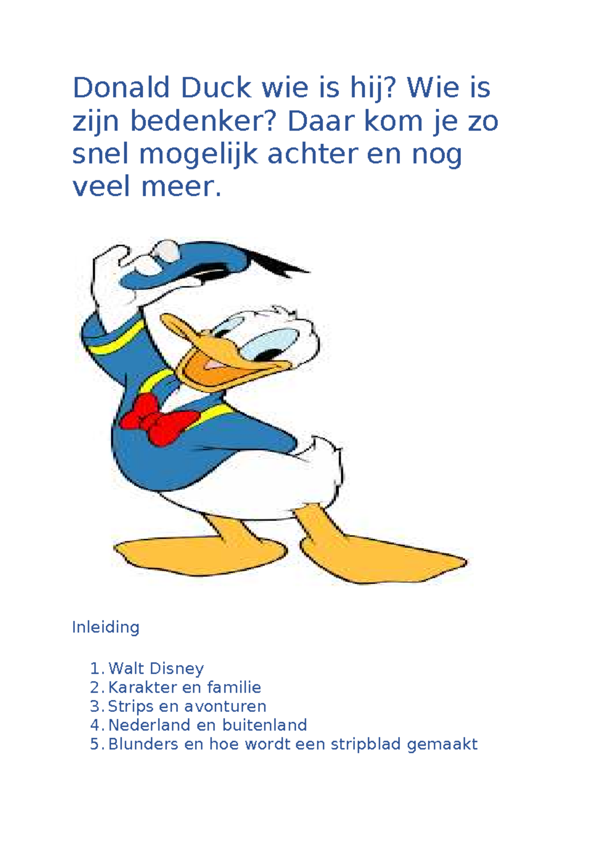 Donald Duck: Geschiedenis en Creatie van een Iconisch Personage ...