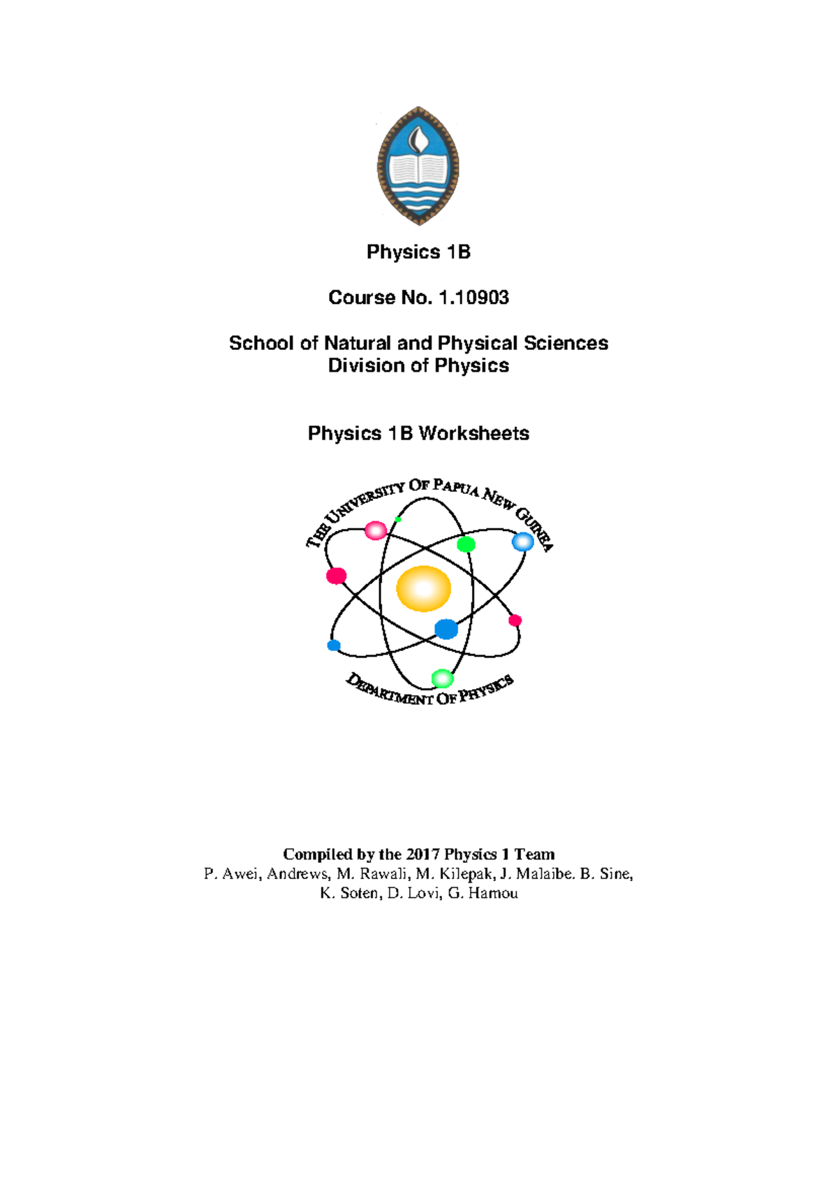 Physics 1B Worksheets 2025: Practical Labs and Data Analysis - Studocu