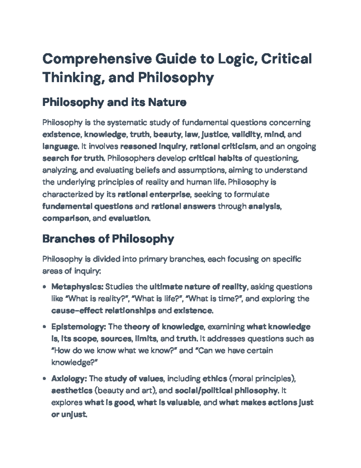Comprehensive Study of Logic, Critical Thinking, and Philosophy - Studocu