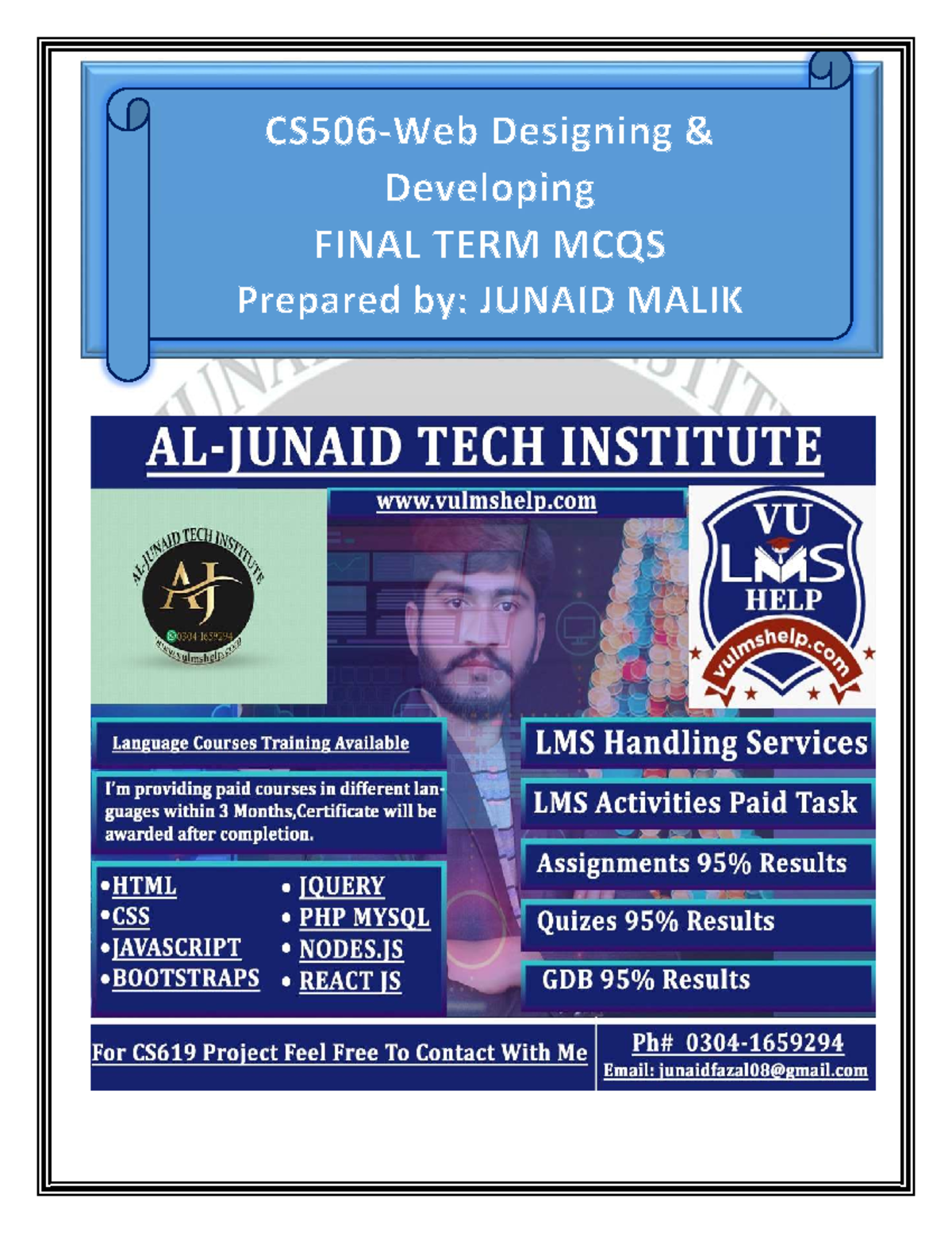 Cs506 Final Term Solved MCQs by Junaid - Tech Institute - Studocu