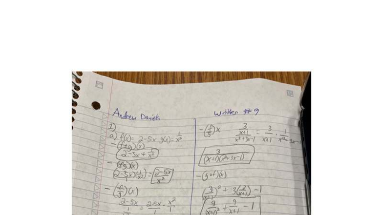 Mathematics Notes: Andrew Daniels - Written 9 - Studocu