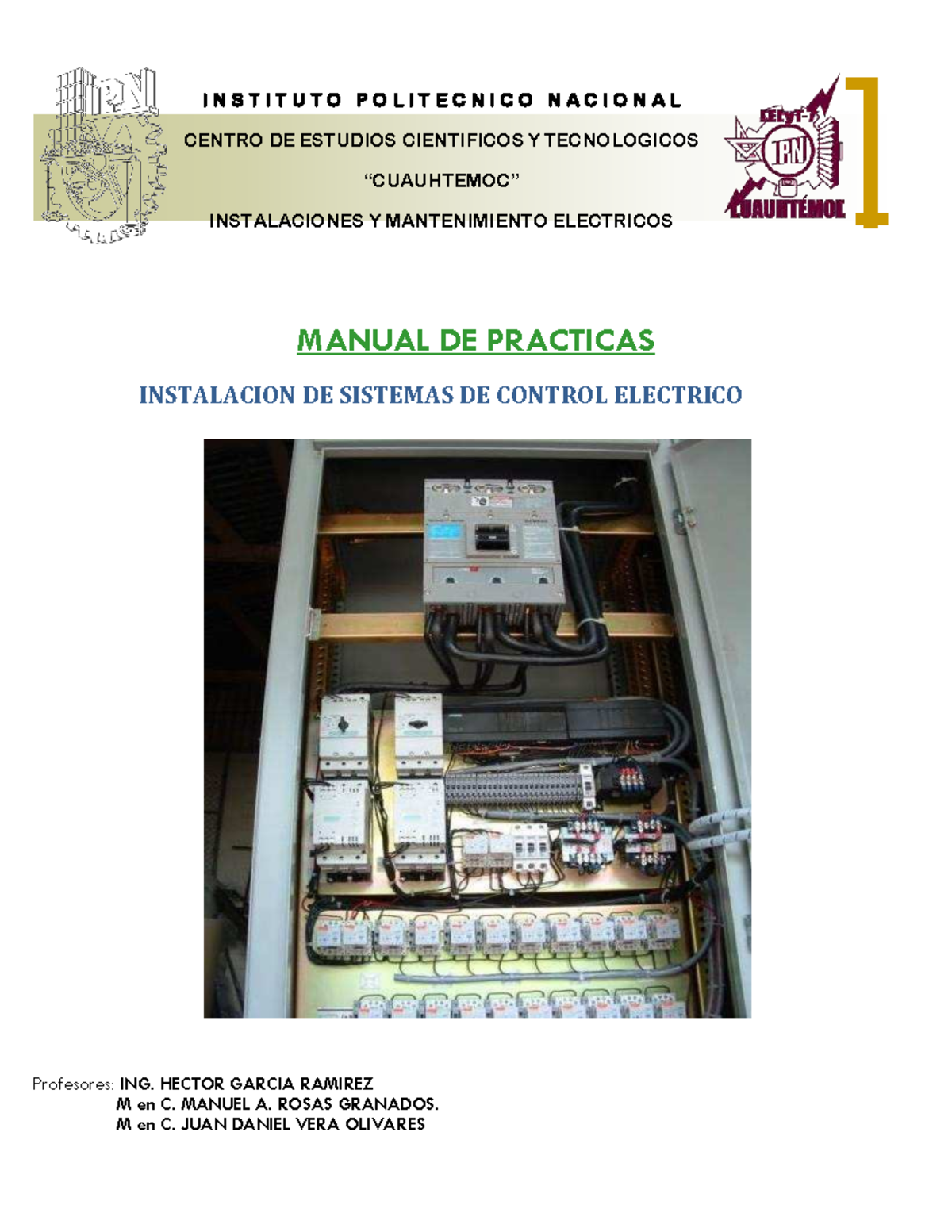 Manual de Prácticas de Control de Motores (M 1F) - Instituto Politécnico - Studocu