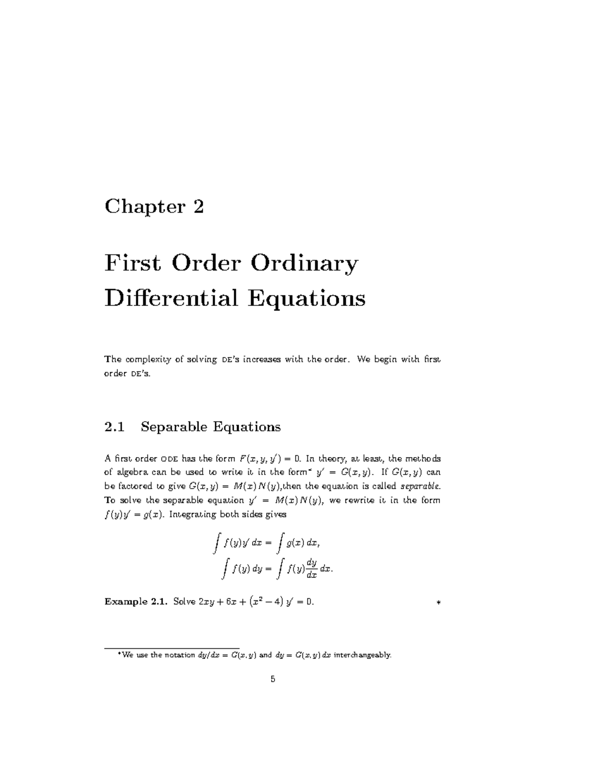 Chapter 2: First Order Ordinary Differential Equations (913DE) - Studocu