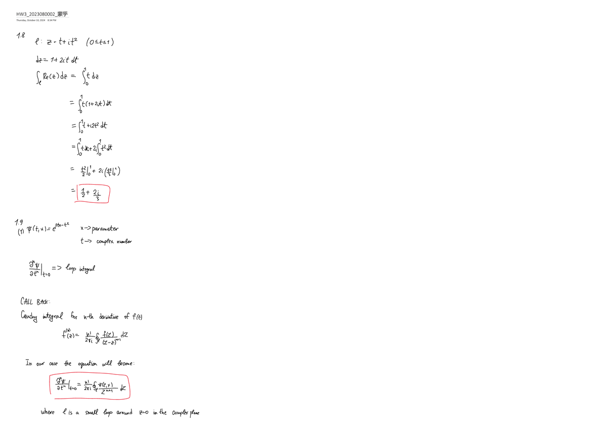 Mathematics Homework 3: Complex Analysis Integrals and Theorems - Studocu
