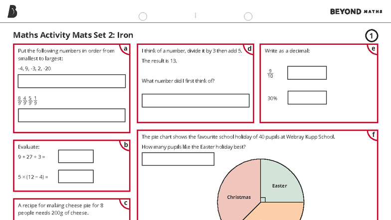 Maths Activity Mats Set 2: Iron - Lowest Ability Exercises - Studocu