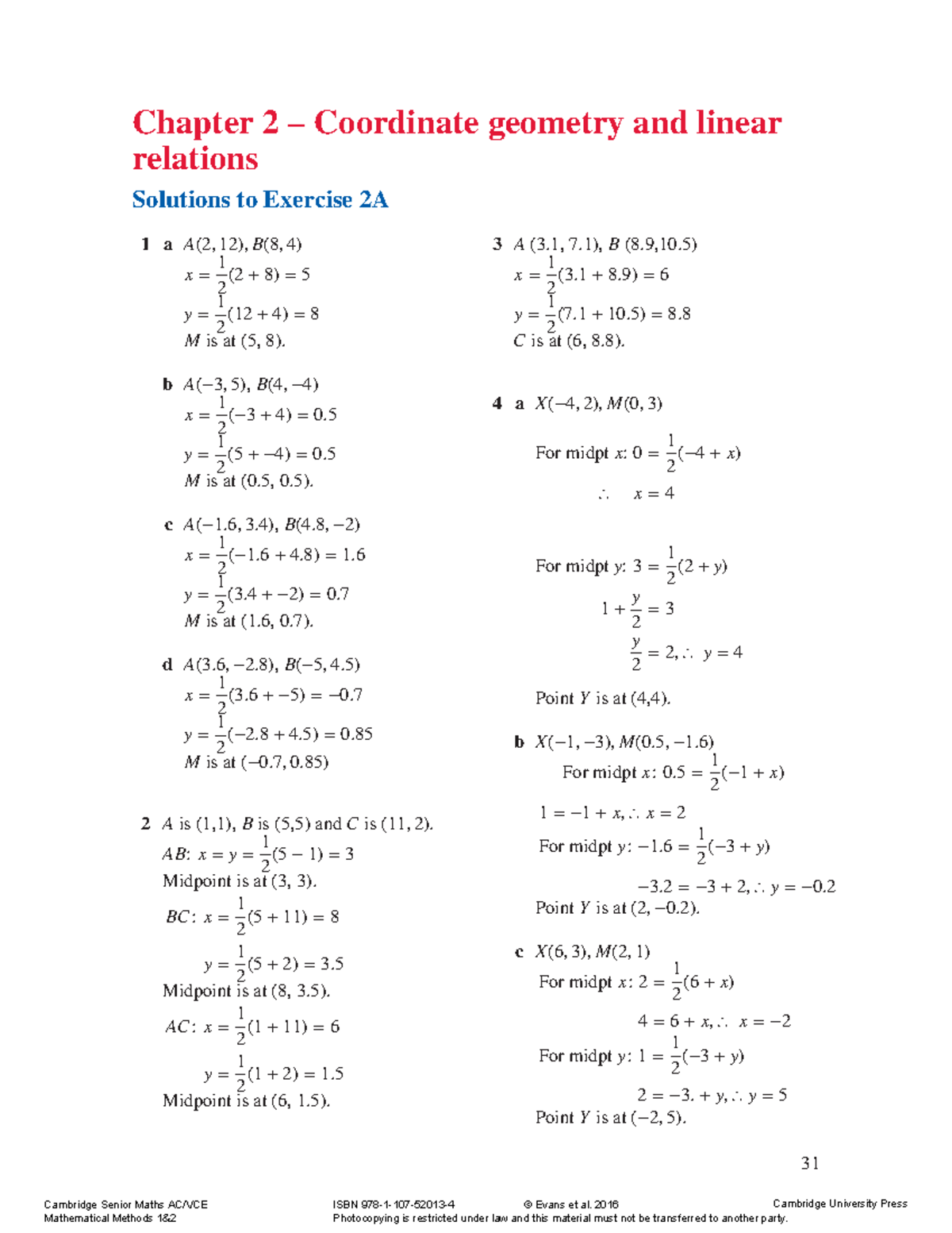 Chapter 2 Worked Solutions for Coordinate Geometry (Maths AC/VCE) - Studocu
