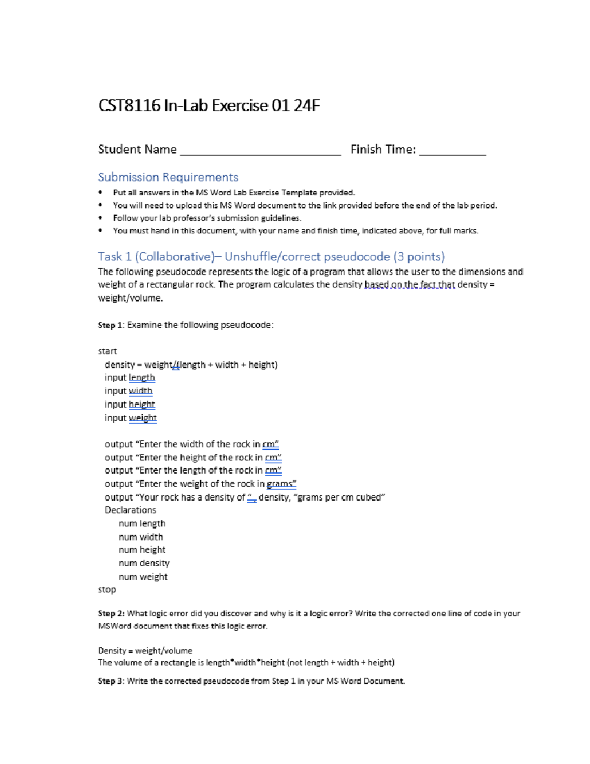 CST8116 Lab 1 A student - Lab Excercise 1 - CST8116 Exercise 01 24F ...