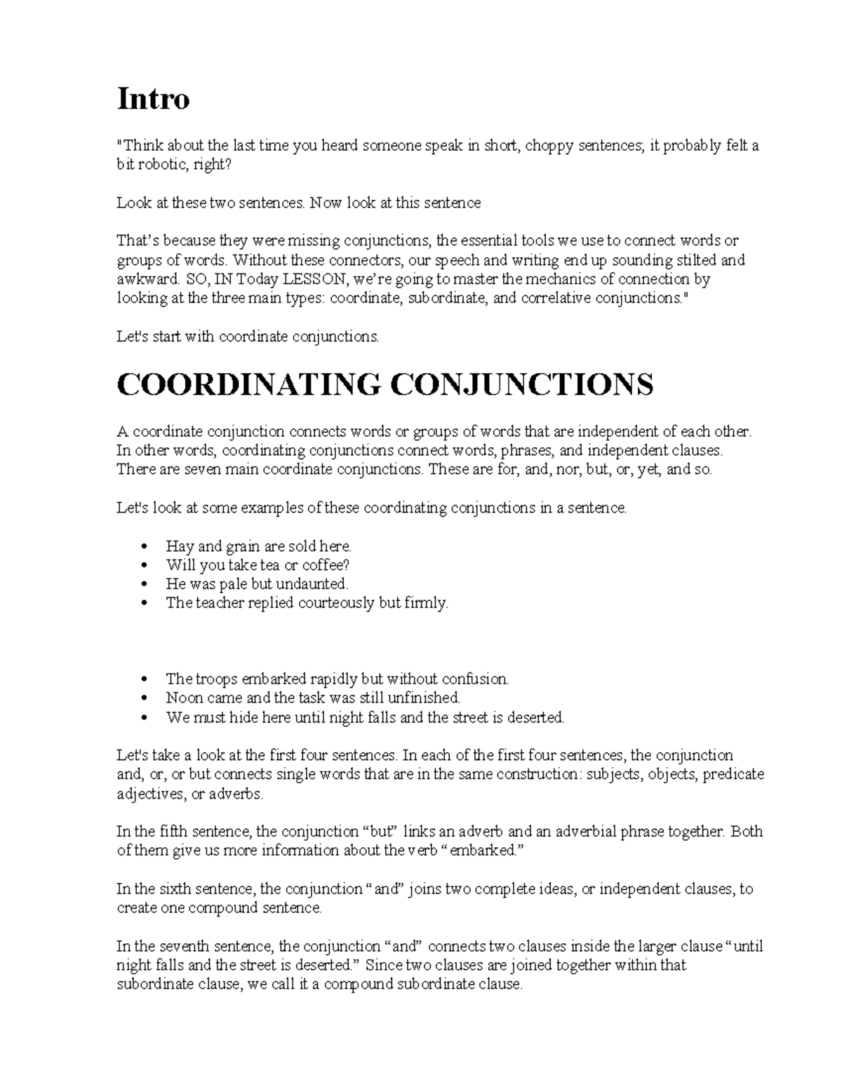 ENG 101: Lesson on the 3 Types of Conjunctions - Studocu