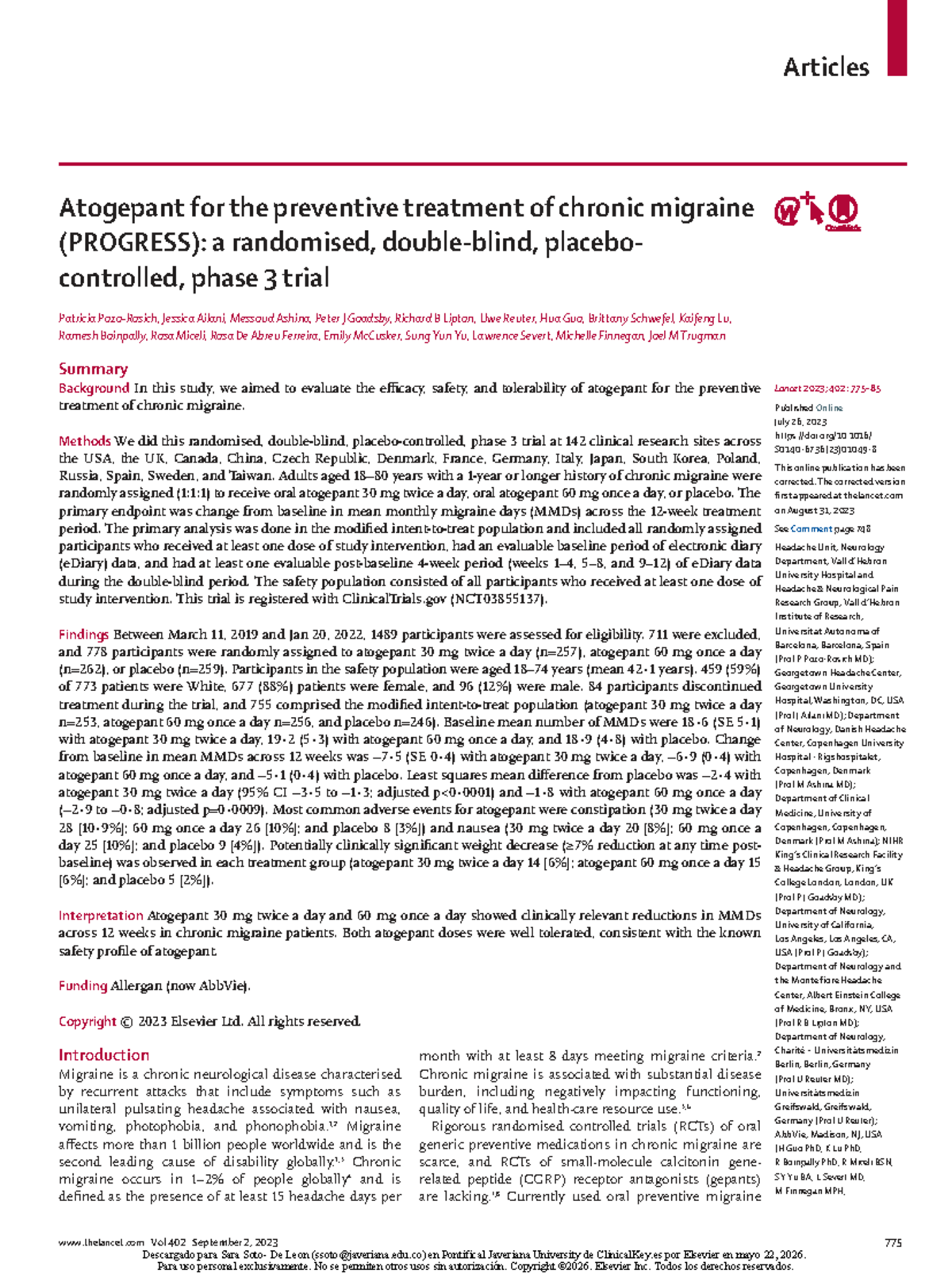 Atogepant for Chronic Migraine Prevention: Phase 3 Trial Results ...
