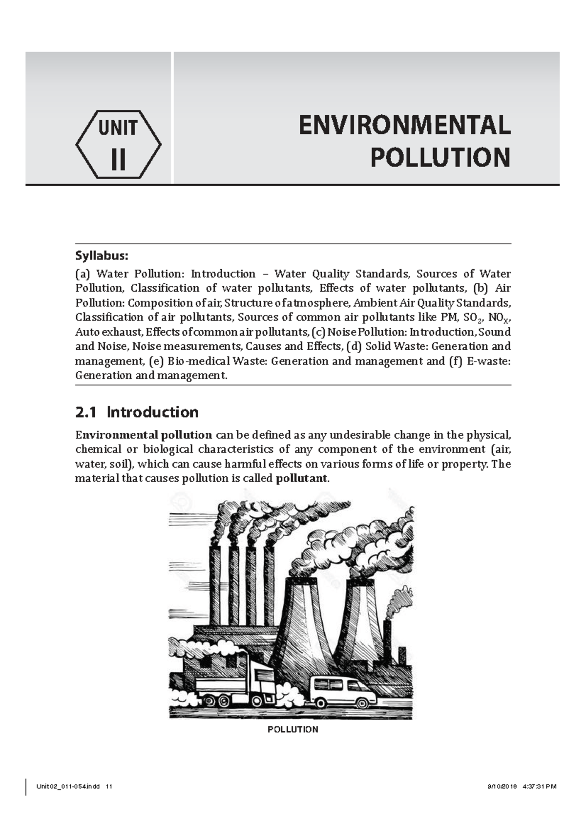 UNIT II: Environmental Pollution - Water, Air, and Waste Management ...