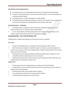 OS FULL Notes - OPERATING SYSTEM UNIT - I Chapter 1: Introduction ...