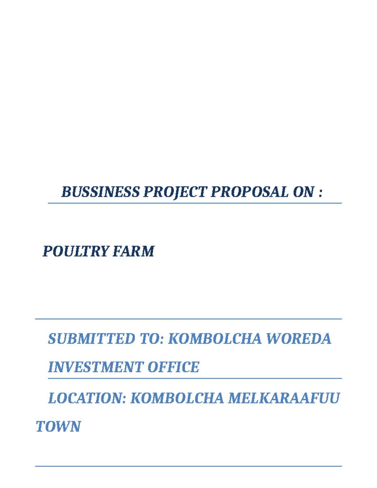 WAMI Poultry Farm Business Plan - Kombolcha Investment Proposal - Studocu