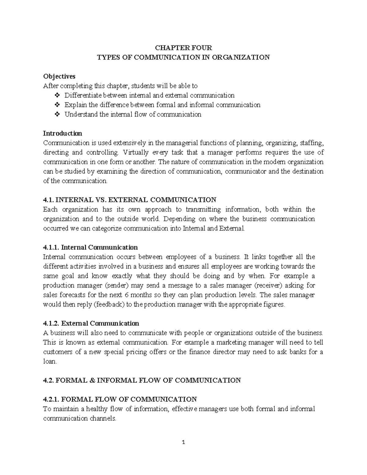 CH 4 COMM - Types of Communication in Organizations: Lecture Notes ...
