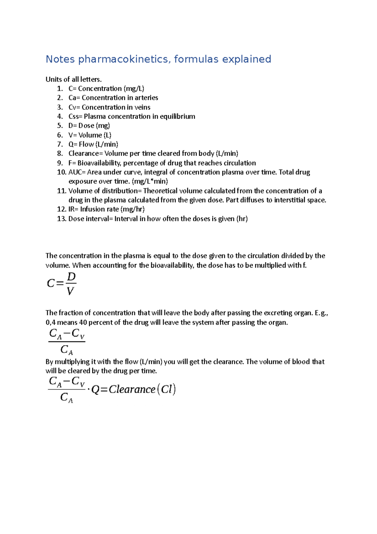 Pharmacokinetics Formulas: Key Concepts and Calculations Explained ...