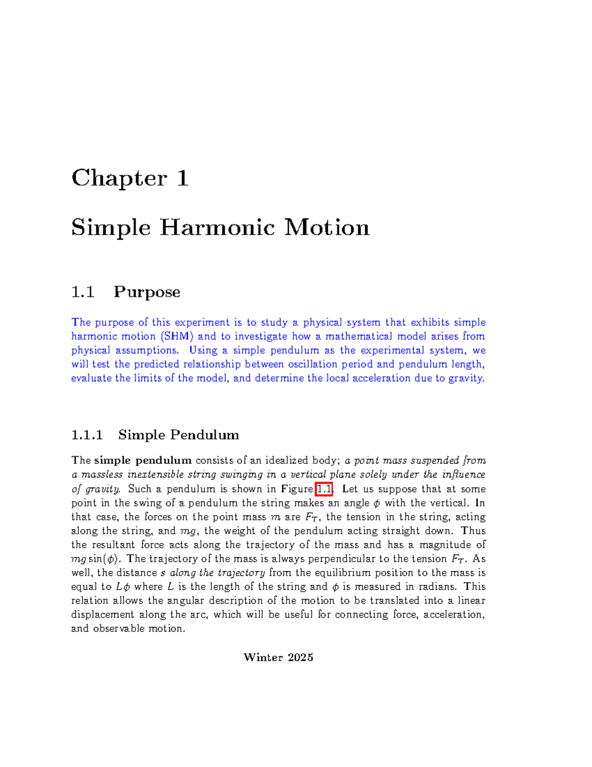 Chapter 1: Simple Harmonic Motion - Lab Experiment 142W2026 - Studocu