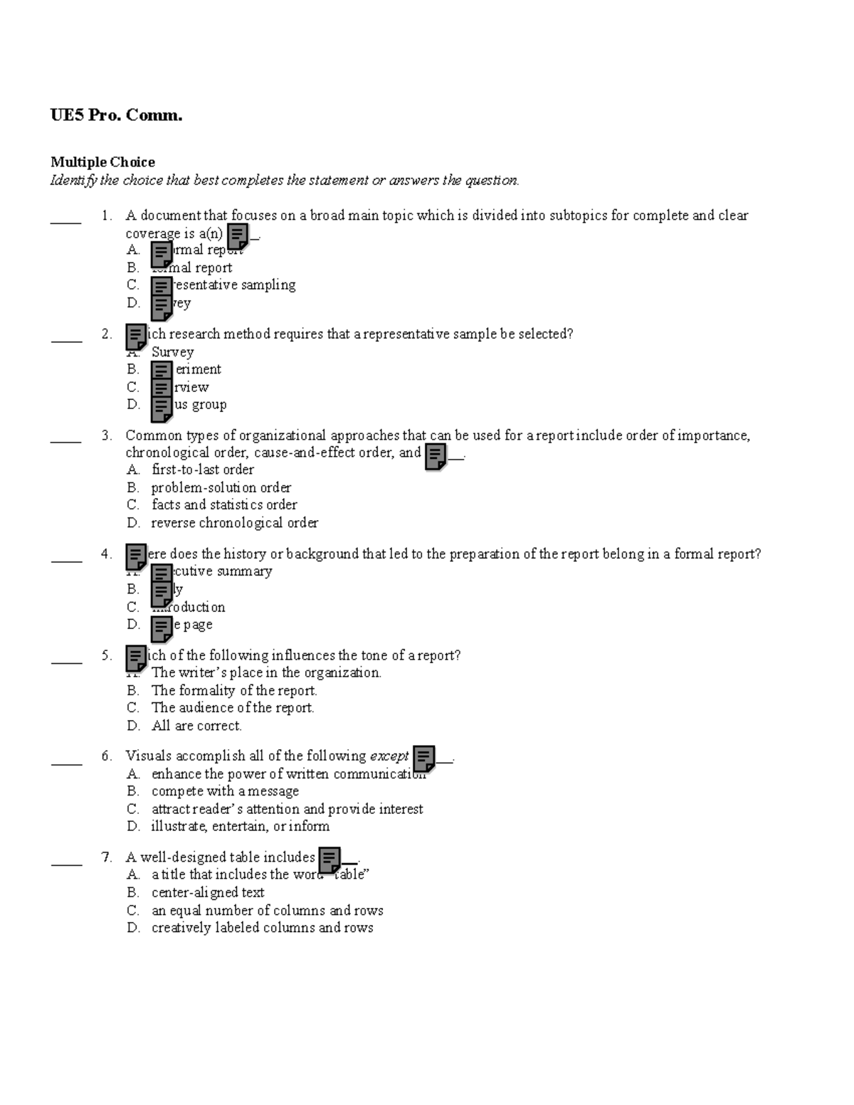 UE5 Pro. Comm. Multiple Choice Questions - Studocu